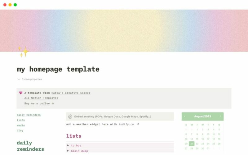 10 Free Aesthetic Notion Templates [2024] - Notioniers