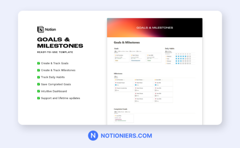35+ Best Notion Goals Tracker Templates [2024] - Notioniers